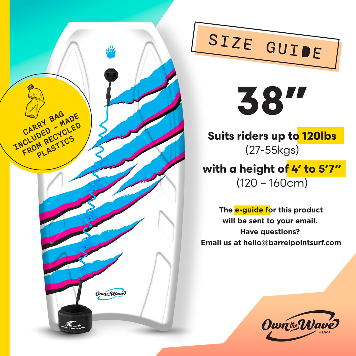 Own the Wave 'Claw Strike' 38" Bodyboard – Barrel Point Surf